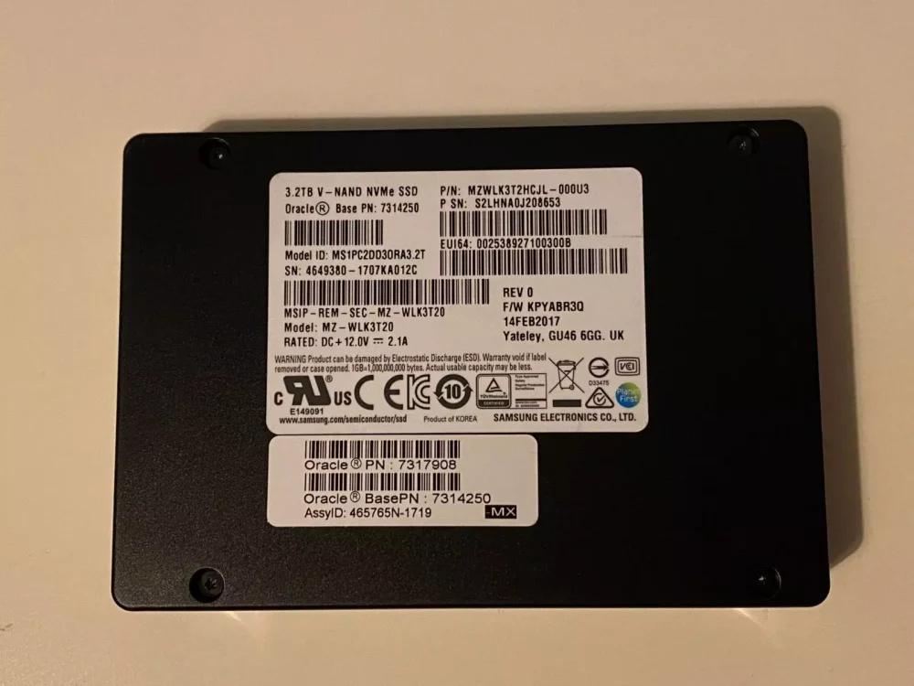 Samsung PM1725 NVMe – Oracle 3.2TB NVMe 2.5” SSD 7314250 MZ-WLK3T20 ...
